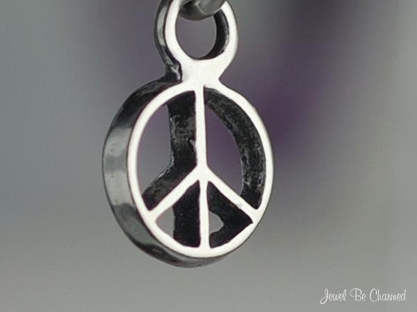 Sterling Silver Miniature Peace Sign Charm Symbol Small Tiny Solid 925 ...