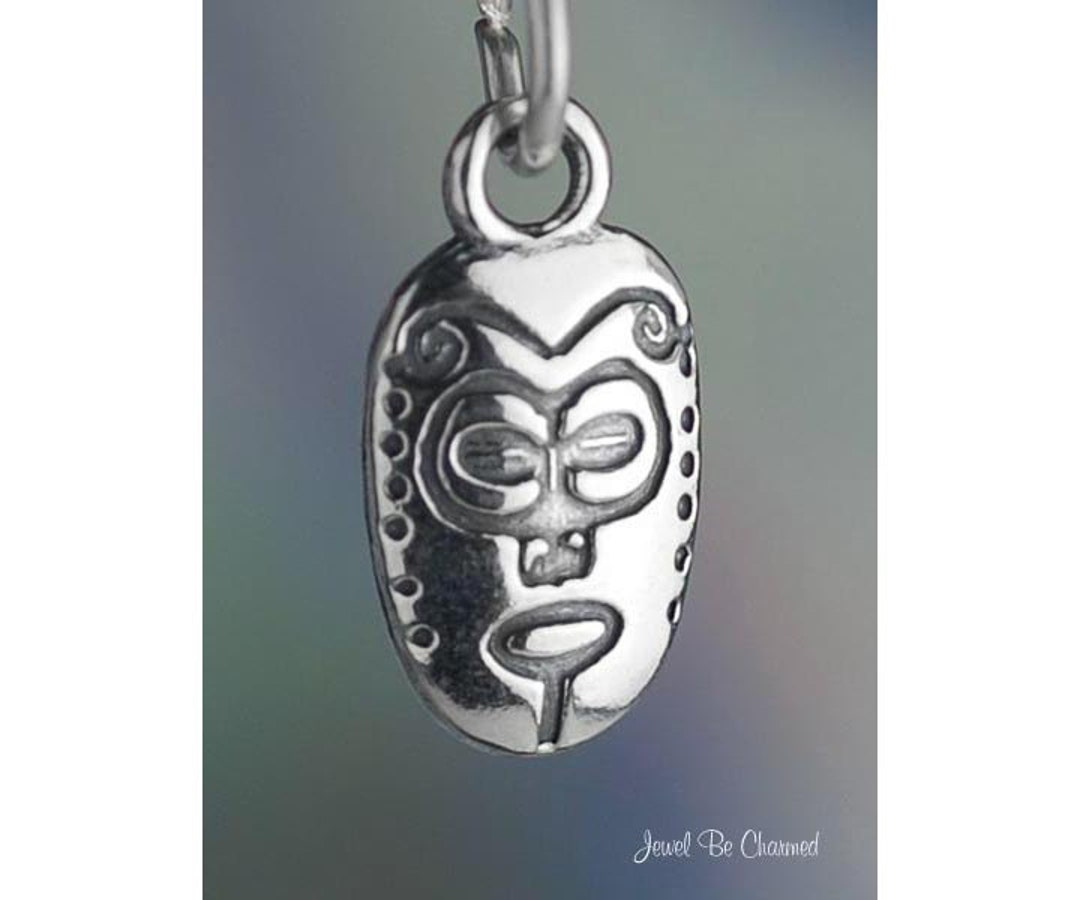 Sterling Silver Tribal Art African Mask Charm Africa Theme Solid .925 ...