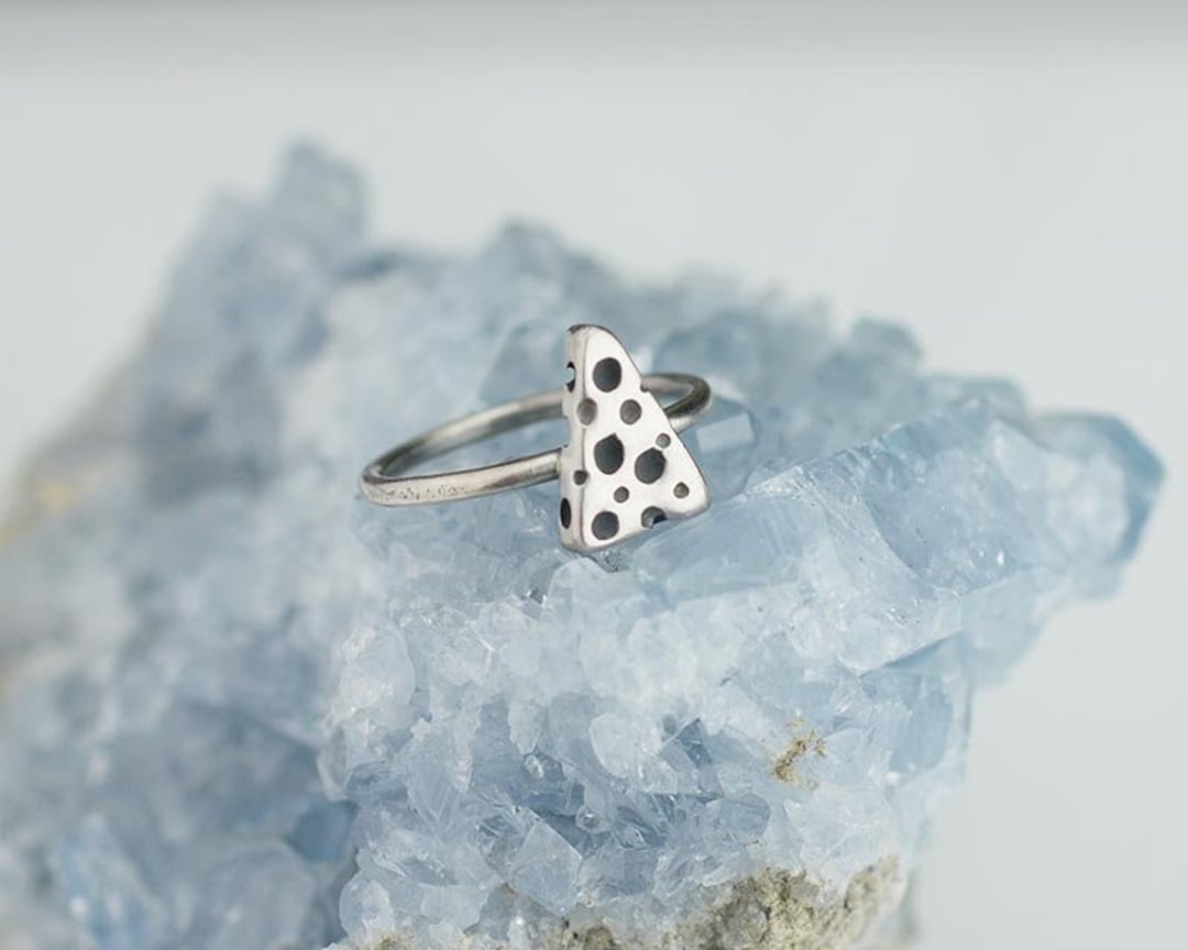 Sterling Silver Swiss Cheese Ring Solid .925 Cheese Wedge Ring Custom ...