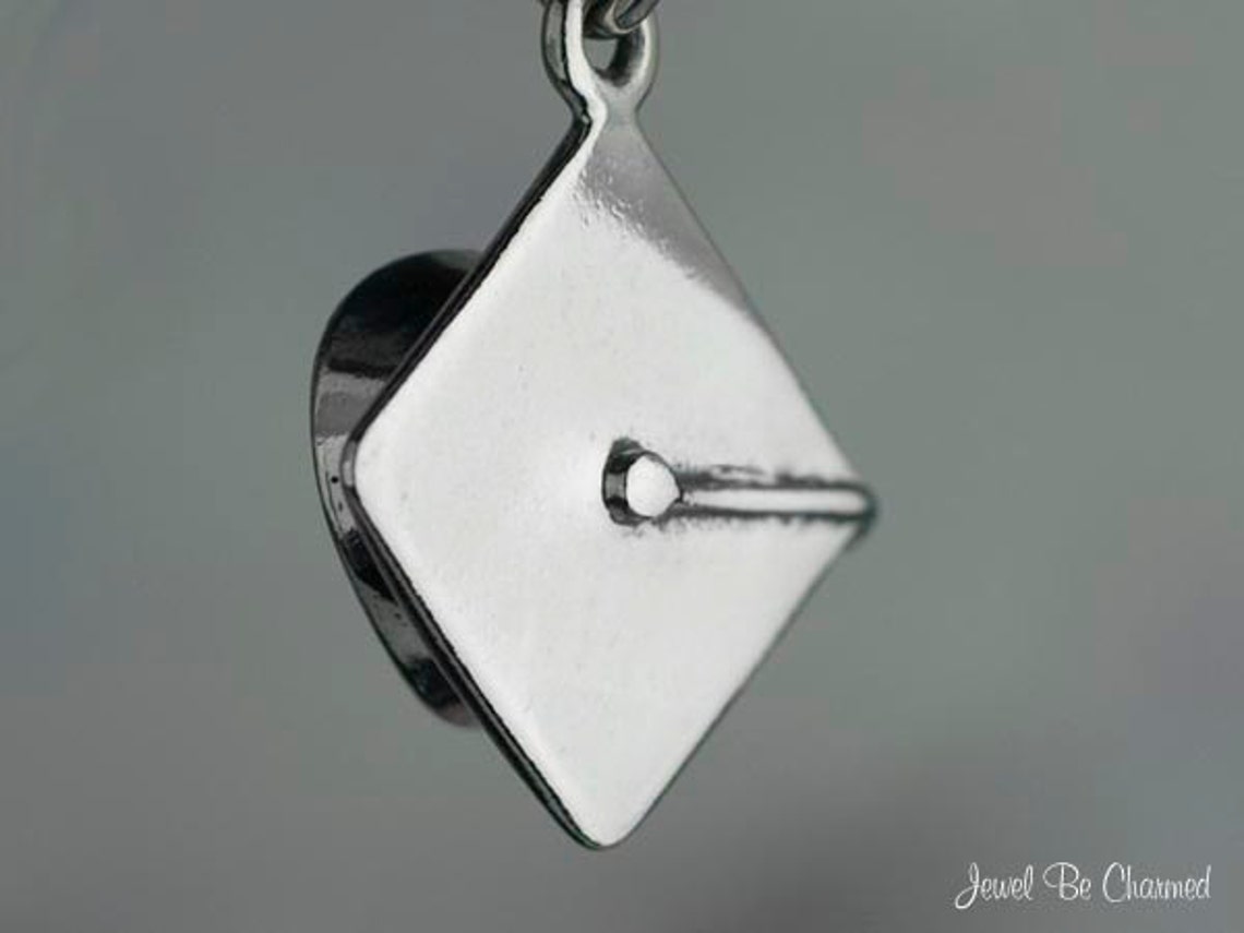 Graduation Cap Charm Sterling Silver Cap School Student - Etsy