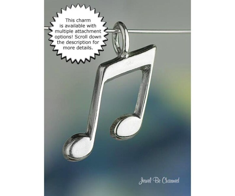 Sterling Silver Music Note CHARM or PENDANT Eighth Notes Solid .925 - Etsy