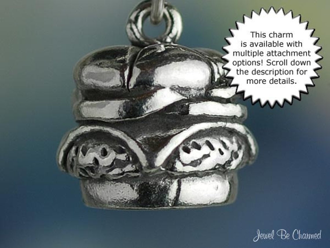 Sterling Silver Cheeseburger or Hamburger Charm Burger 3D Solid .925 - Etsy