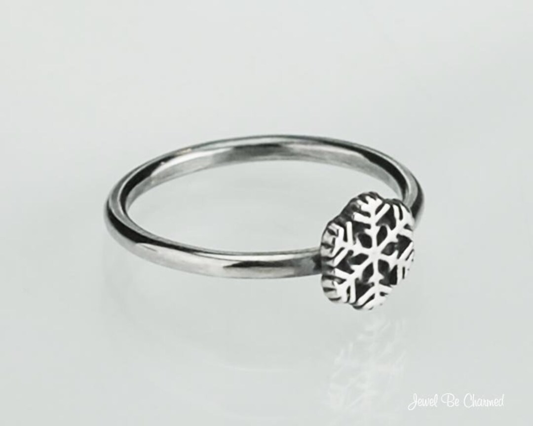 Sterling Silver Tiny Snowflake Ring Solid 925 Snow Winter Rings Custom ...