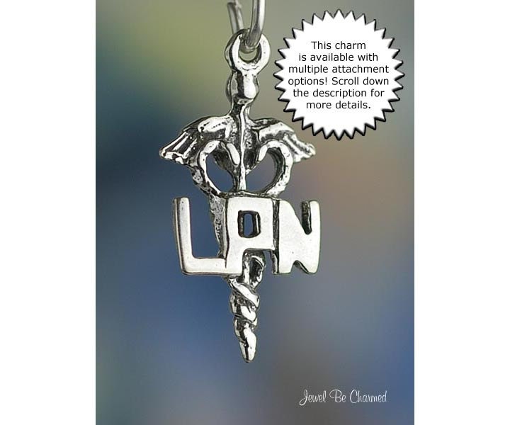 Sterling Silver Licensed Practical Nurse LPN Charm Caduceus Solid .925 ...