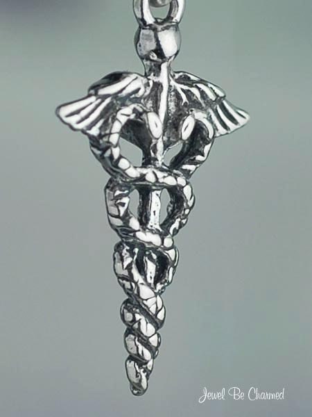 Sterling Silver Medical Symbol Caduceus Charm Doctors Nurses - Etsy