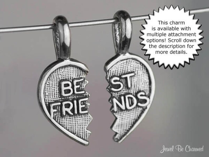 Sterling Silver Two Piece Best Friends CHARM or PENDANT Solid - Etsy