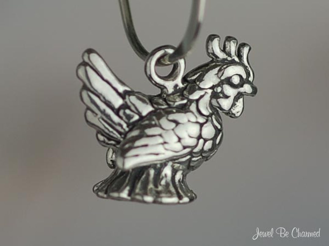 Miniature Sterling Silver French Hen Chicken Charm Tiny 3D Solid .925 ...