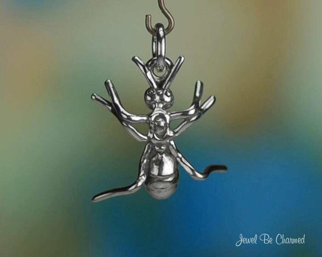 Sterling Silver Ant Charm Six Legged Insect Picnic Ants 3D Solid .925 ...
