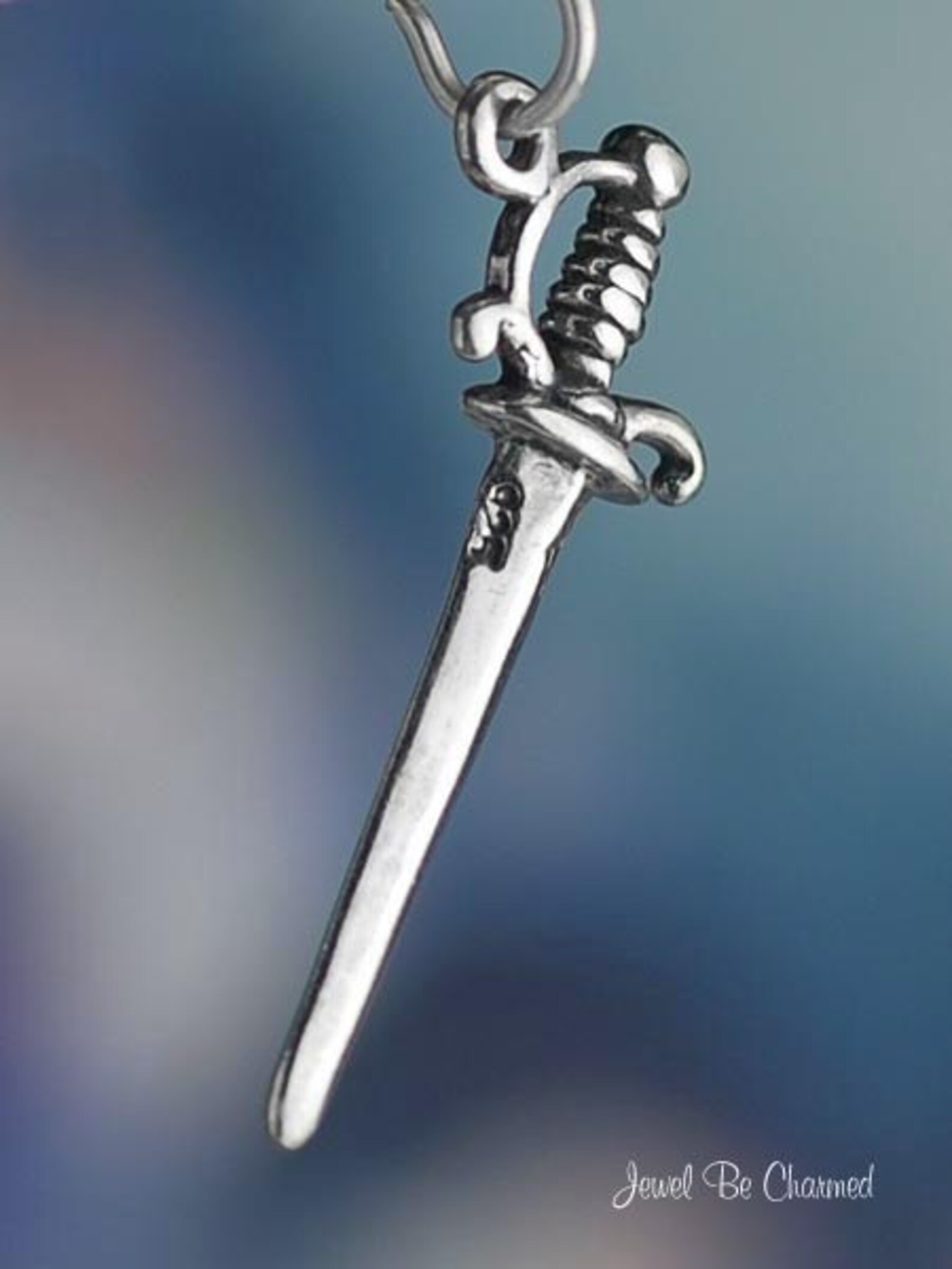 Sterling Silver Dagger or Sword Charm Weapon Knight 3D Solid | Etsy