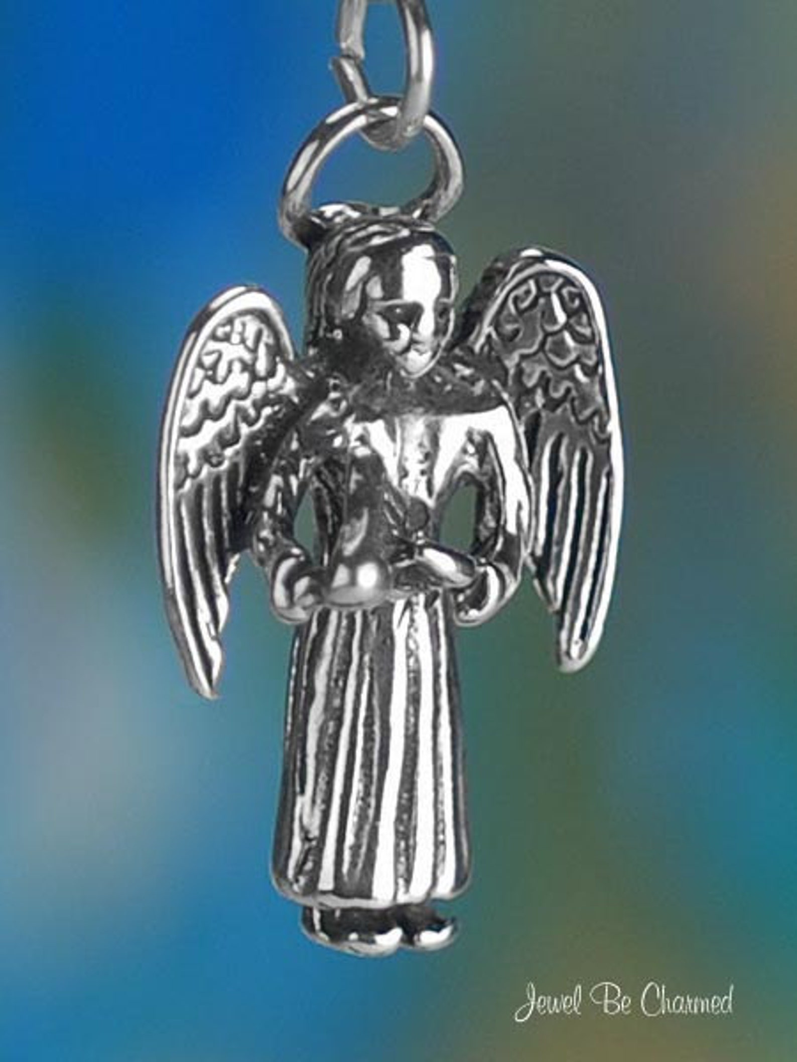 Sterling Silver Angel With Harp Charm 3D Angels Heaven Solid .925 - Etsy