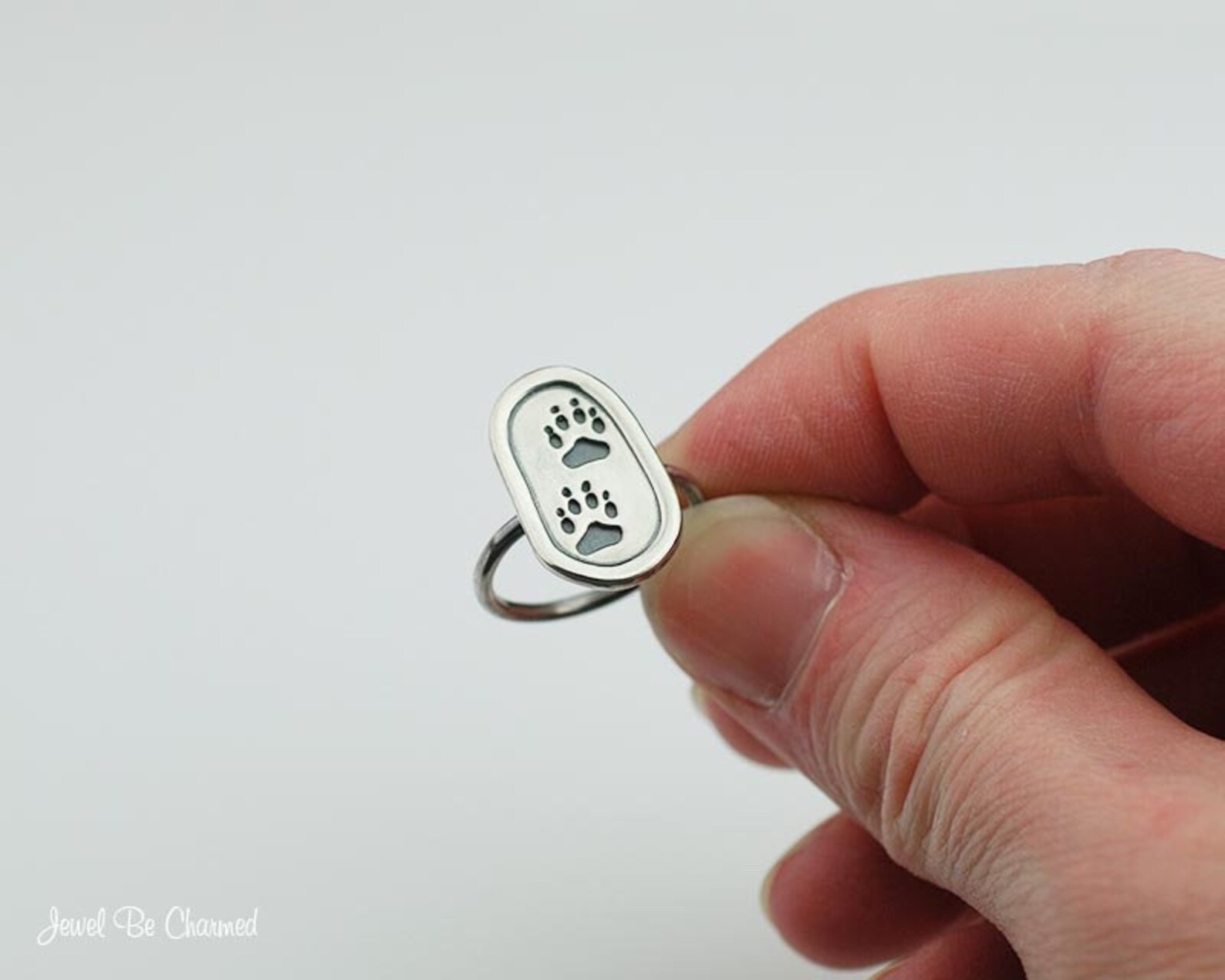 Sterling Silver Oval Paw Print Ring Solid .925 Dog Cat - Etsy