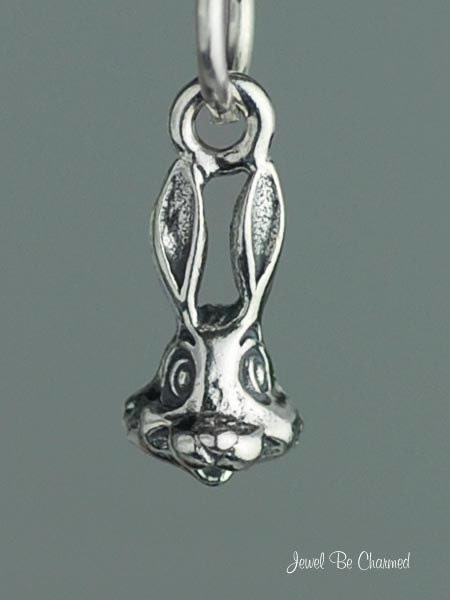 Miniature Sterling Silver Rabbit Head Charm Happy Bunny Tiny - Etsy