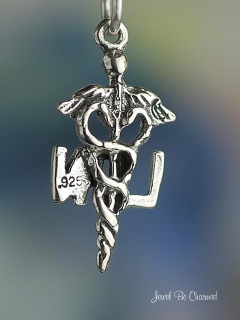 Sterling Silver Licensed Practical Nurse LPN Charm Caduceus Solid .925 ...