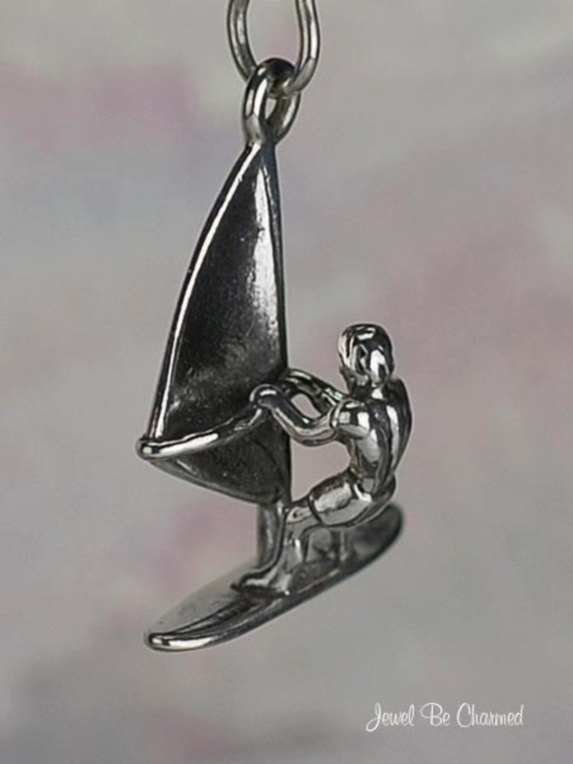 Sterling Silver Windsurfing Charm Windsurfer Wind Surfer 3D Solid .925 ...