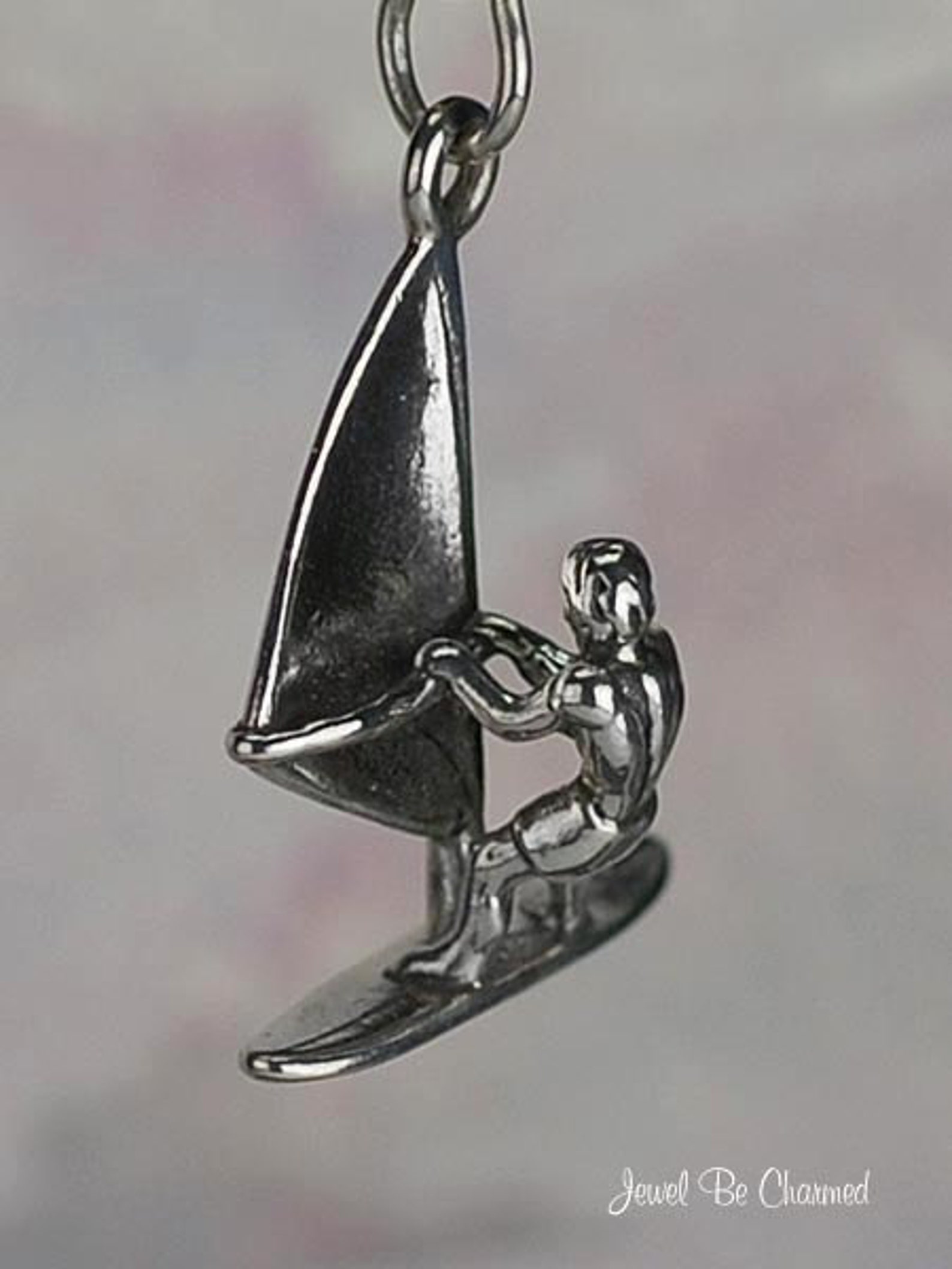 Sterling Silver Windsurfing Charm Windsurfer Wind Surfer 3D Solid .925 ...