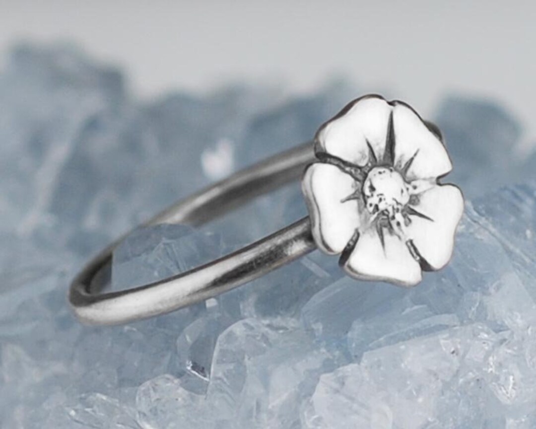 Sterling Silver Poppy Ring Solid .925 Poppies Flower Rings Custom Size ...