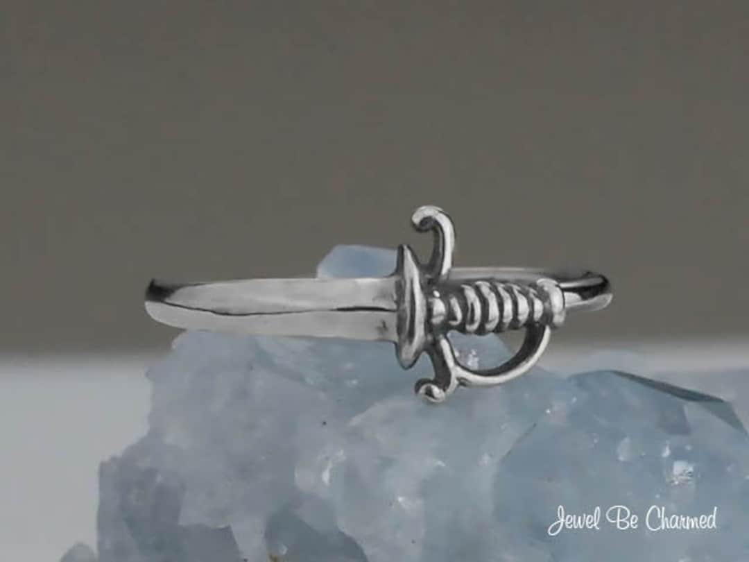 Sterling Silver Sword Ring or Dagger Ring Solid 925 Weapon Custom Size ...