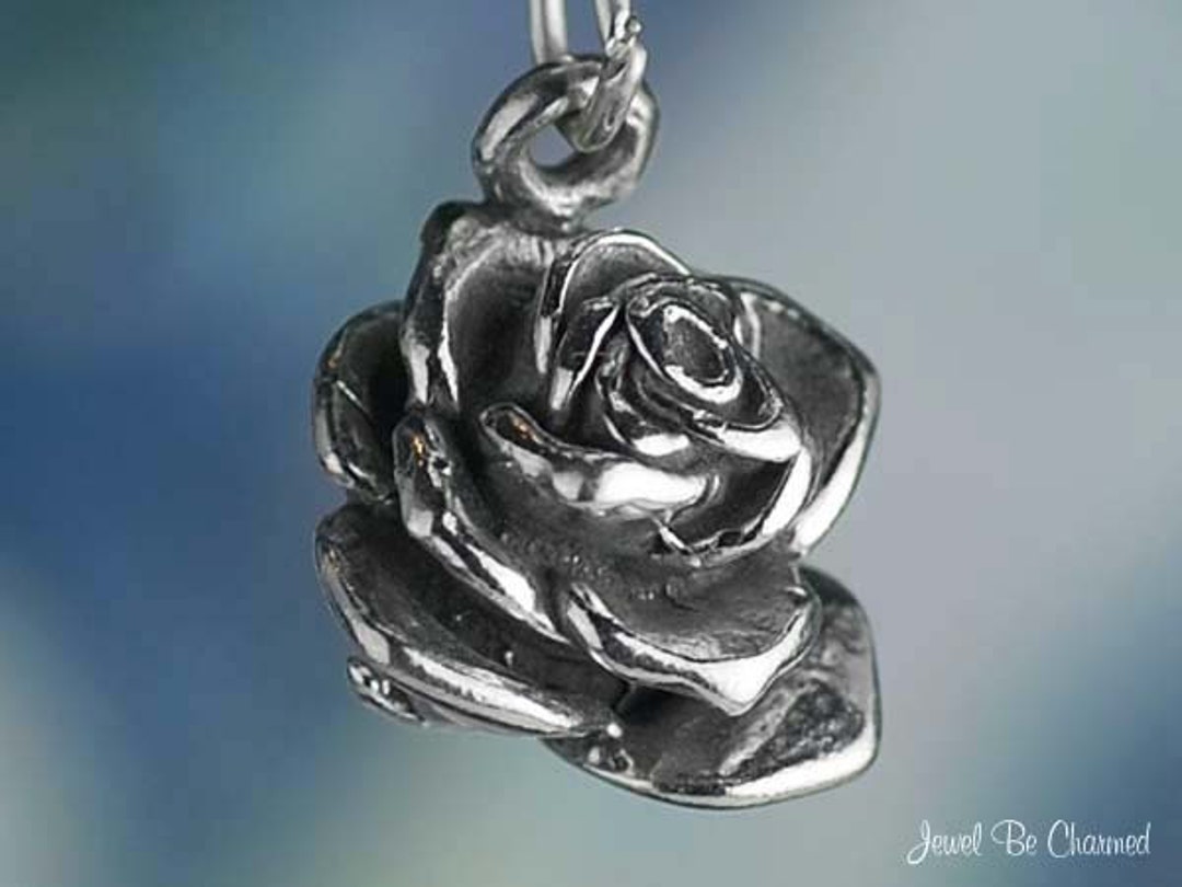 Rose Charm Solid Sterling Silver Roses for Mom Garden Flowers 3D .925 ...