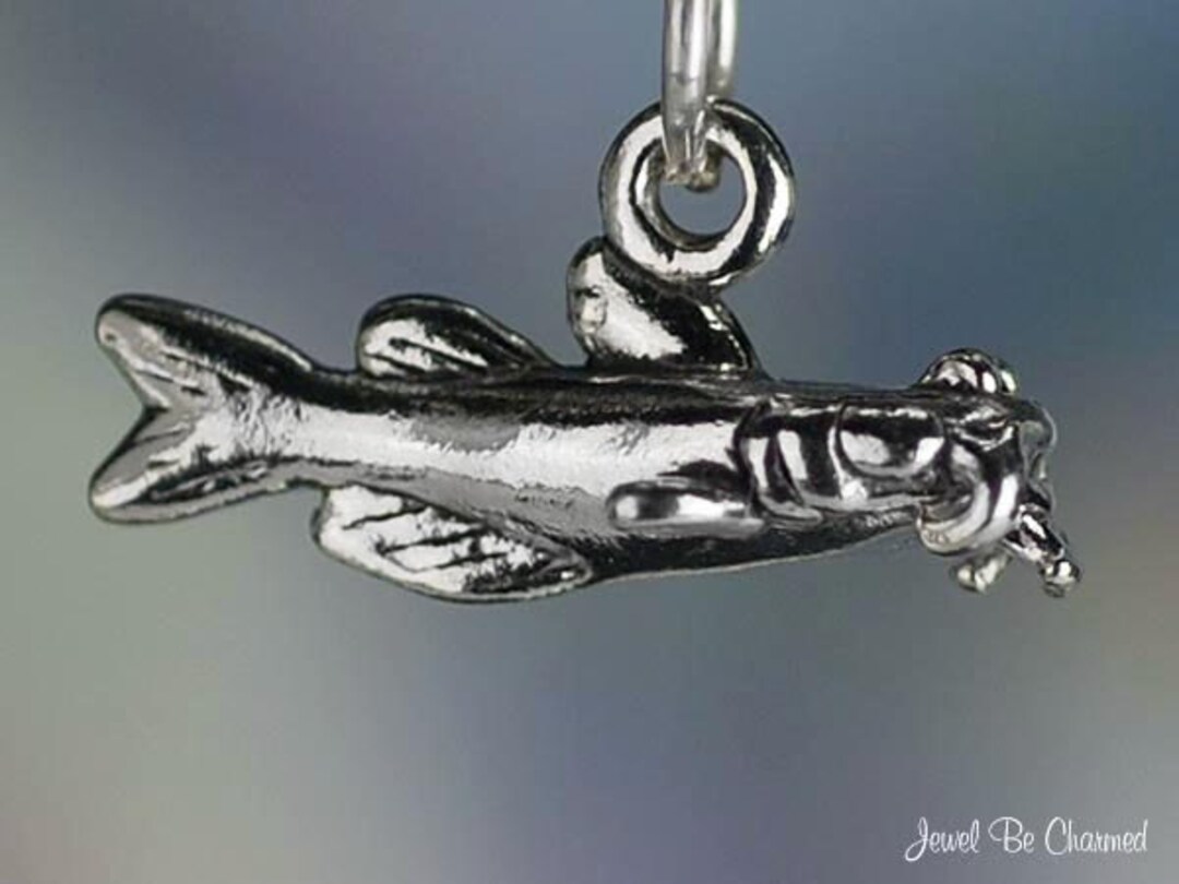 Sterling Silver Catfish Charm Fish for Fishing Seafood 3D Solid .925 - Etsy