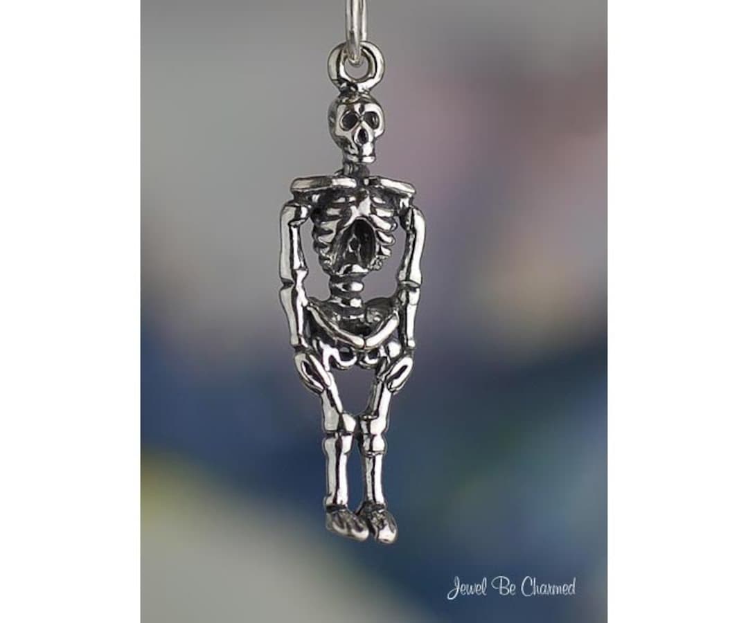 Sterling Silver Human Skeleton Charm Bones Halloween 3D Solid .925 - Etsy