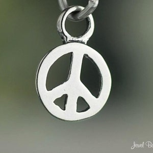 Sterling Silver Miniature Peace Sign Charm Symbol Small Tiny Solid 925 ...