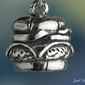 Sterling Silver Cheeseburger or Hamburger Charm Burger 3D Solid .925 - Etsy