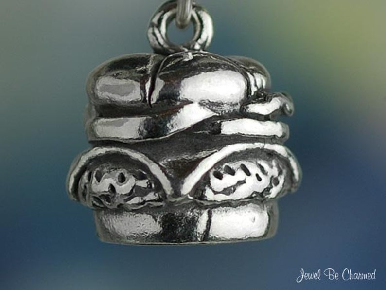 Sterling Silver Cheeseburger or Hamburger Charm Burger 3D Solid .925 - Etsy