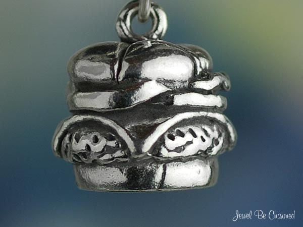 Sterling Silver Cheeseburger or Hamburger Charm Burger 3D Solid .925 - Etsy