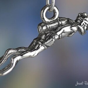 Sterling Silver Scuba Diver Charm Swimming Diving Ocean 3D Solid .925 ...