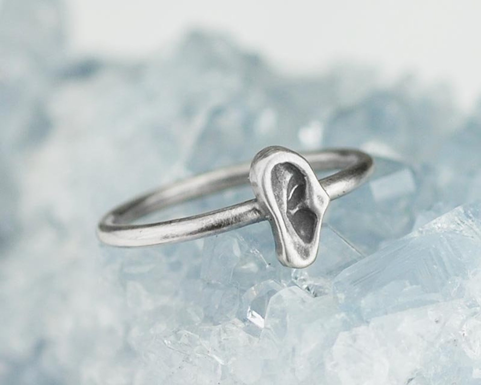 Sterling Silver Human Ear Ring Solid .925 Sound Hearing Custom Sizes - Etsy