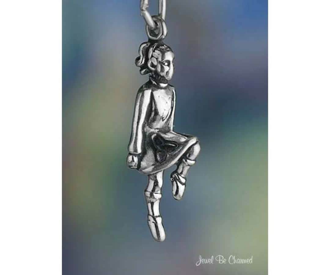 Sterling Silver Irish Dancer Charm Girl Dancing Ireland 3D Solid .925 ...
