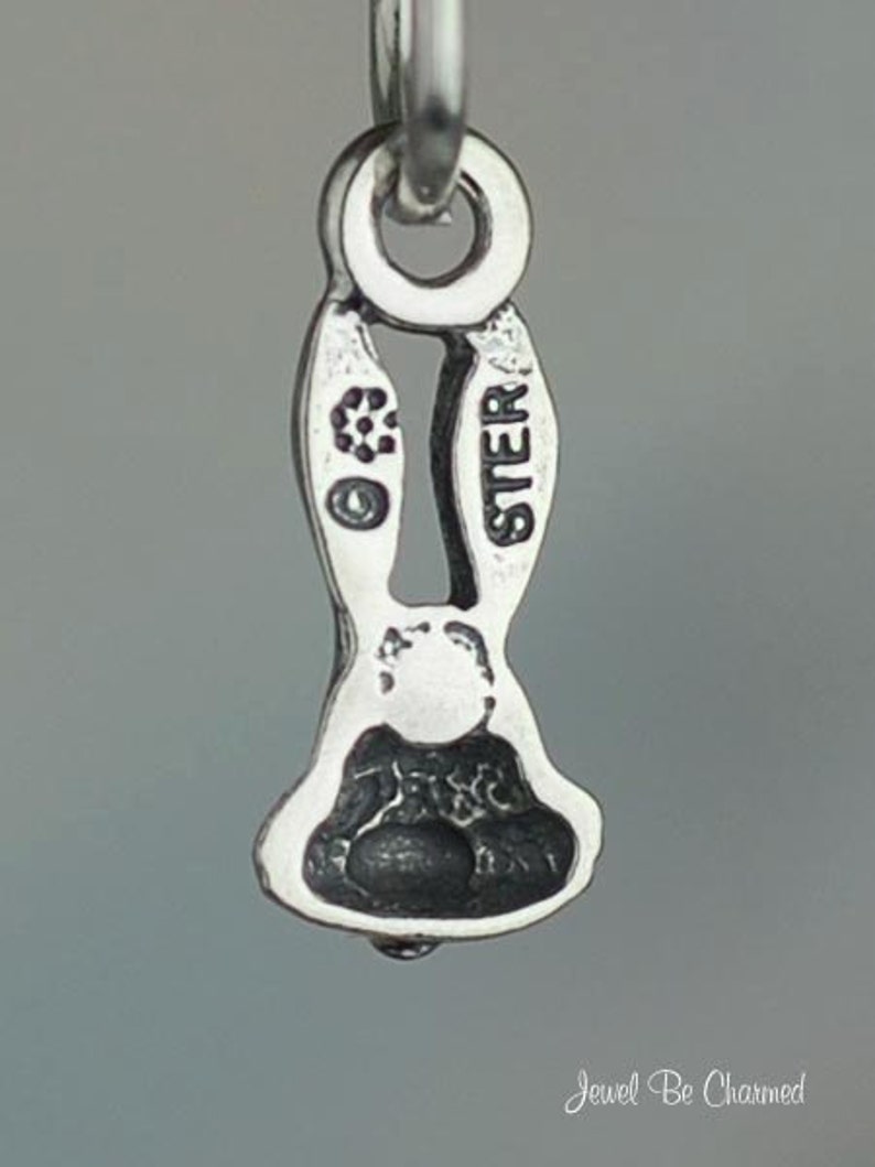 Miniature Sterling Silver Rabbit Head Charm Happy Bunny Tiny Solid 925 ...