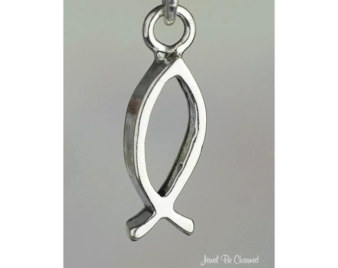 Sterling Silver Small Christian Fish Ichthys Charm Ichthus Solid .925 ...
