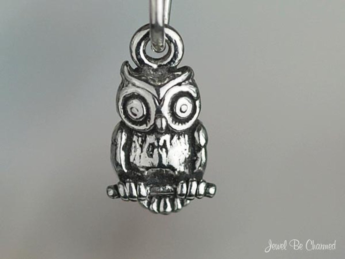 Miniature Sterling Silver Owl Charm Owls Very Small Tiny Solid .925 - Etsy