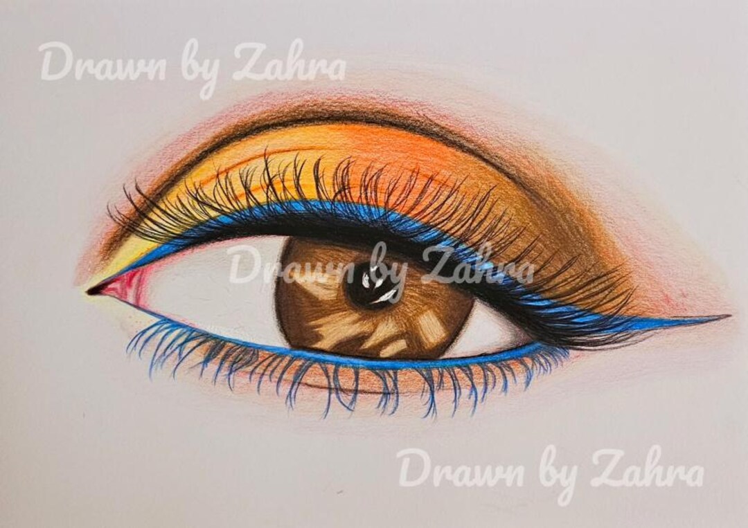 Eye Drawing | Hand-drawn With Colored Pencils | Graphite | Wall Art ...