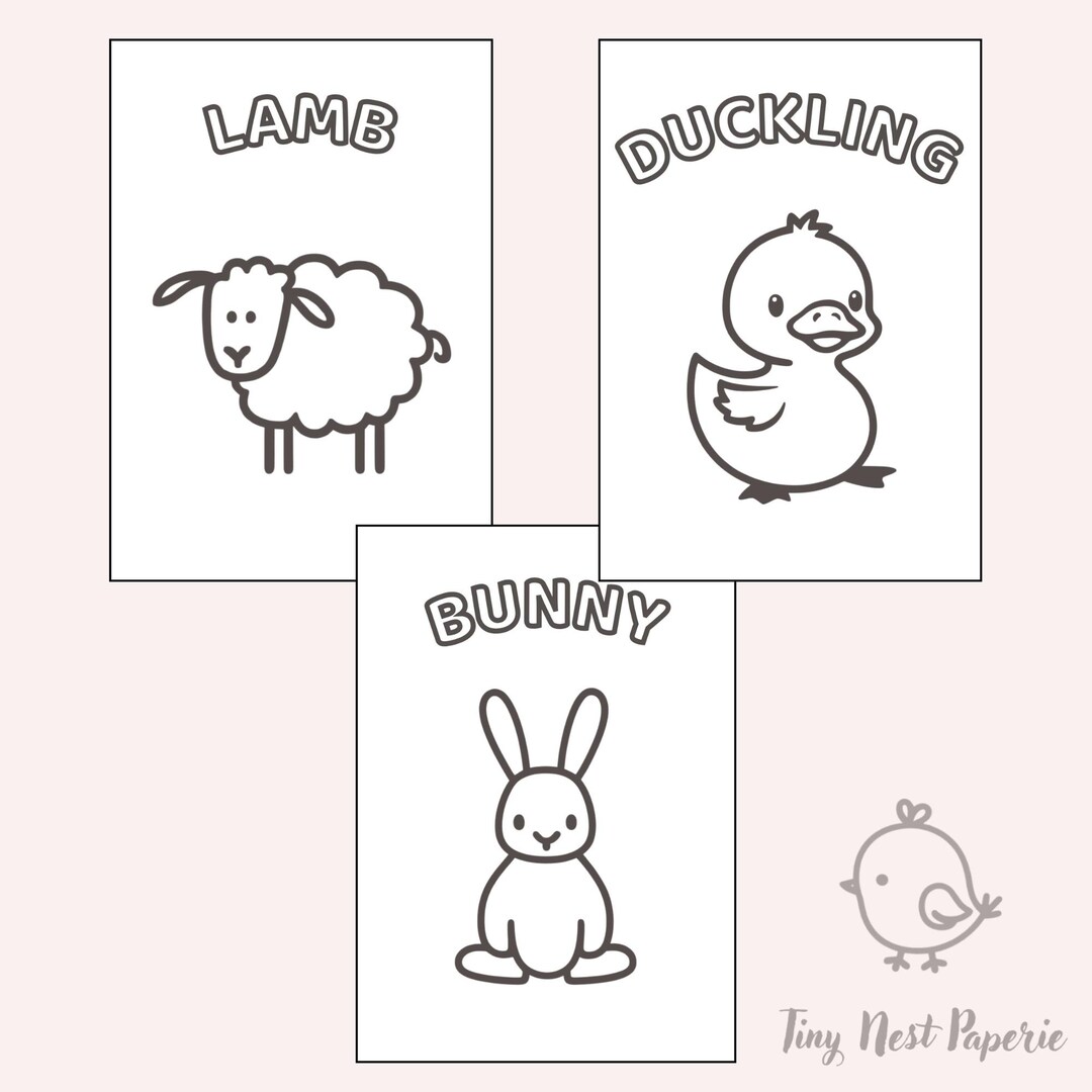Farm Animal Coloring Pages – 12 Baby Animals for Toddlers – Printable ...