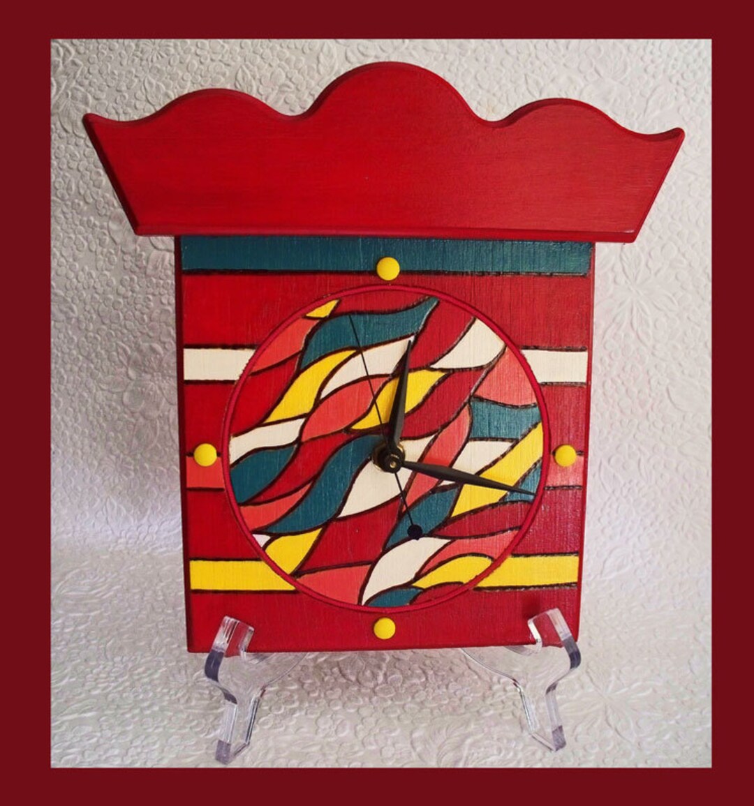 Red Wall or Table Clock With Bonus Stand - Etsy