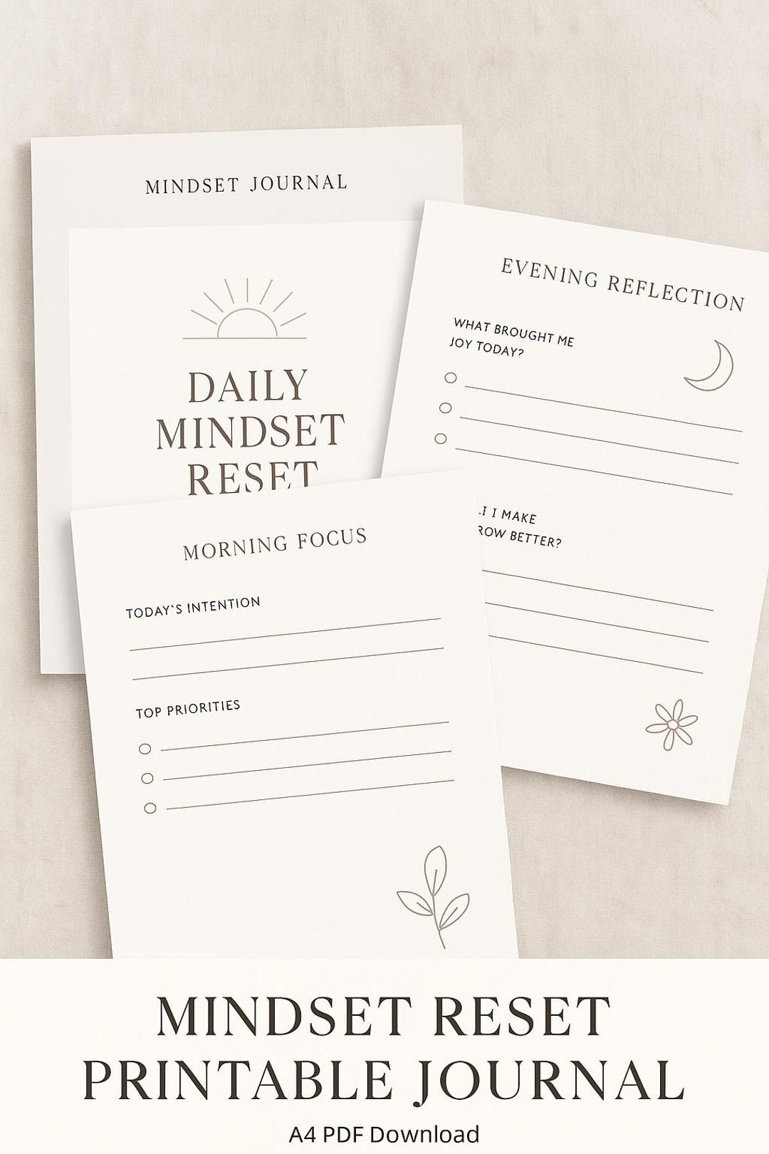 Daily Mindset Reset Printable | Self Care Journal | Morning & Evening Planner | A4 PDF Download ...