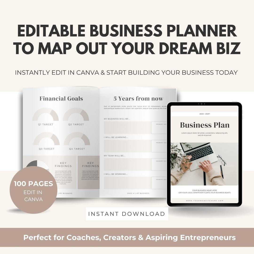 Ultimate Editable Business Plan Template | 100+ Page Canva Planner for ...