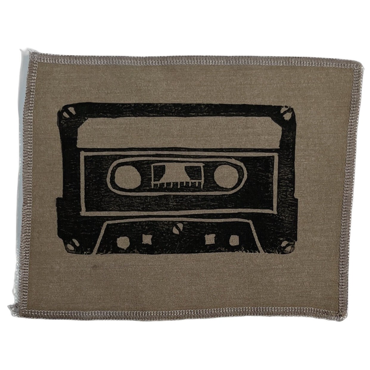 Hand Printed Linocut Block Print 80's Cassette Mix Tape Ready to Sew ...