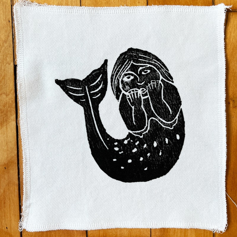 Mermaid Linocut - Etsy