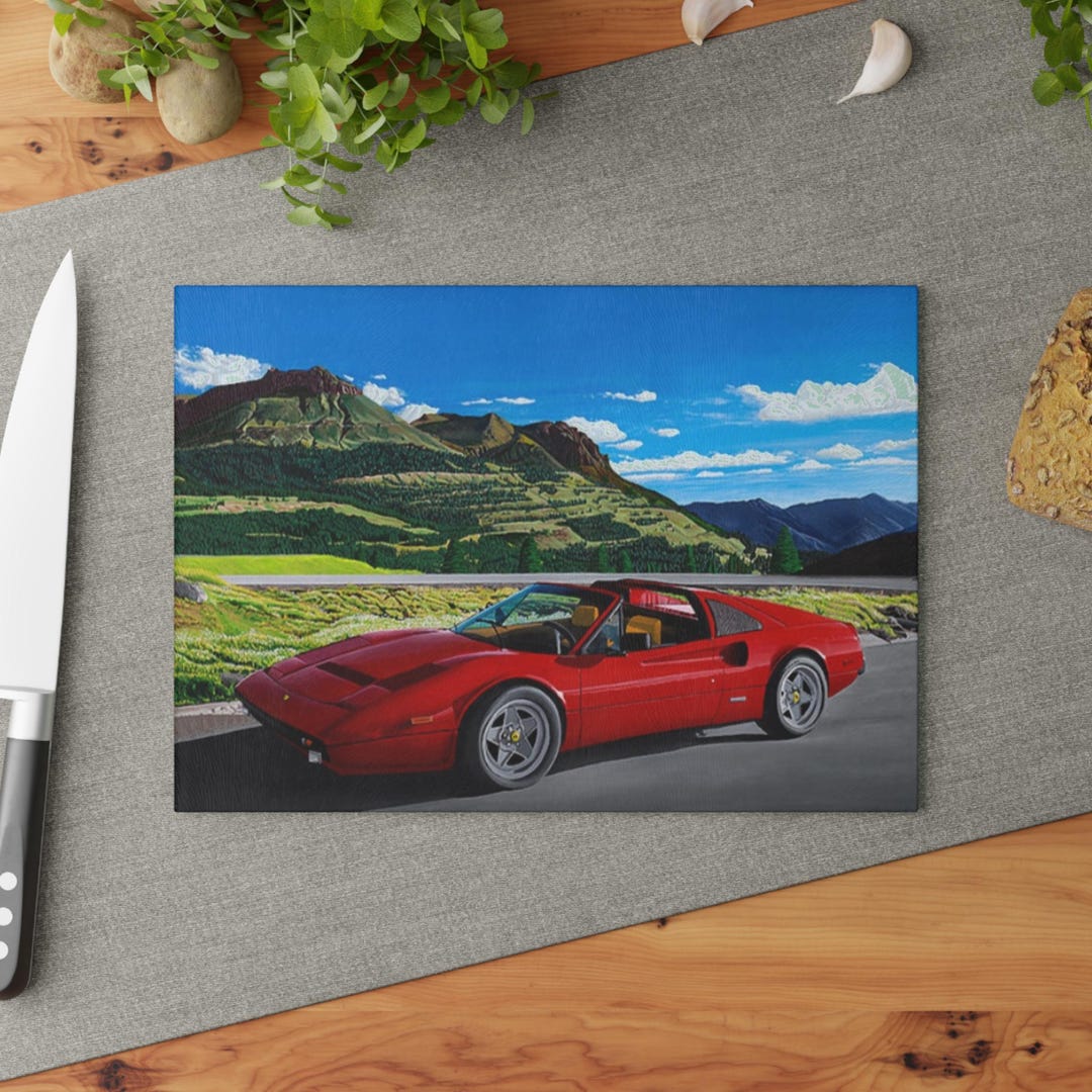 1984 Ferrari 308 GTS -themed Glass Cutting Board, Ocean Decor, Kitchen ...