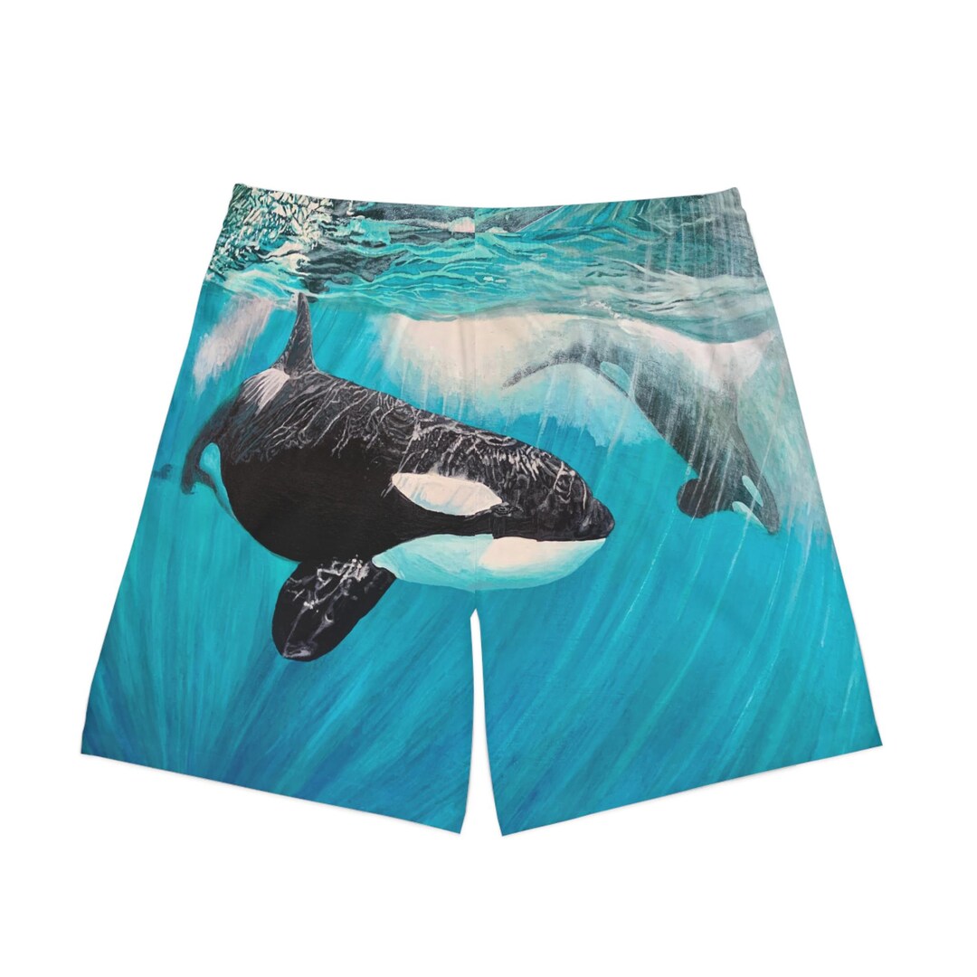 Killer Whale/ Orca Art Men's Beach Shorts | Vibrant Swim Trunks for ...