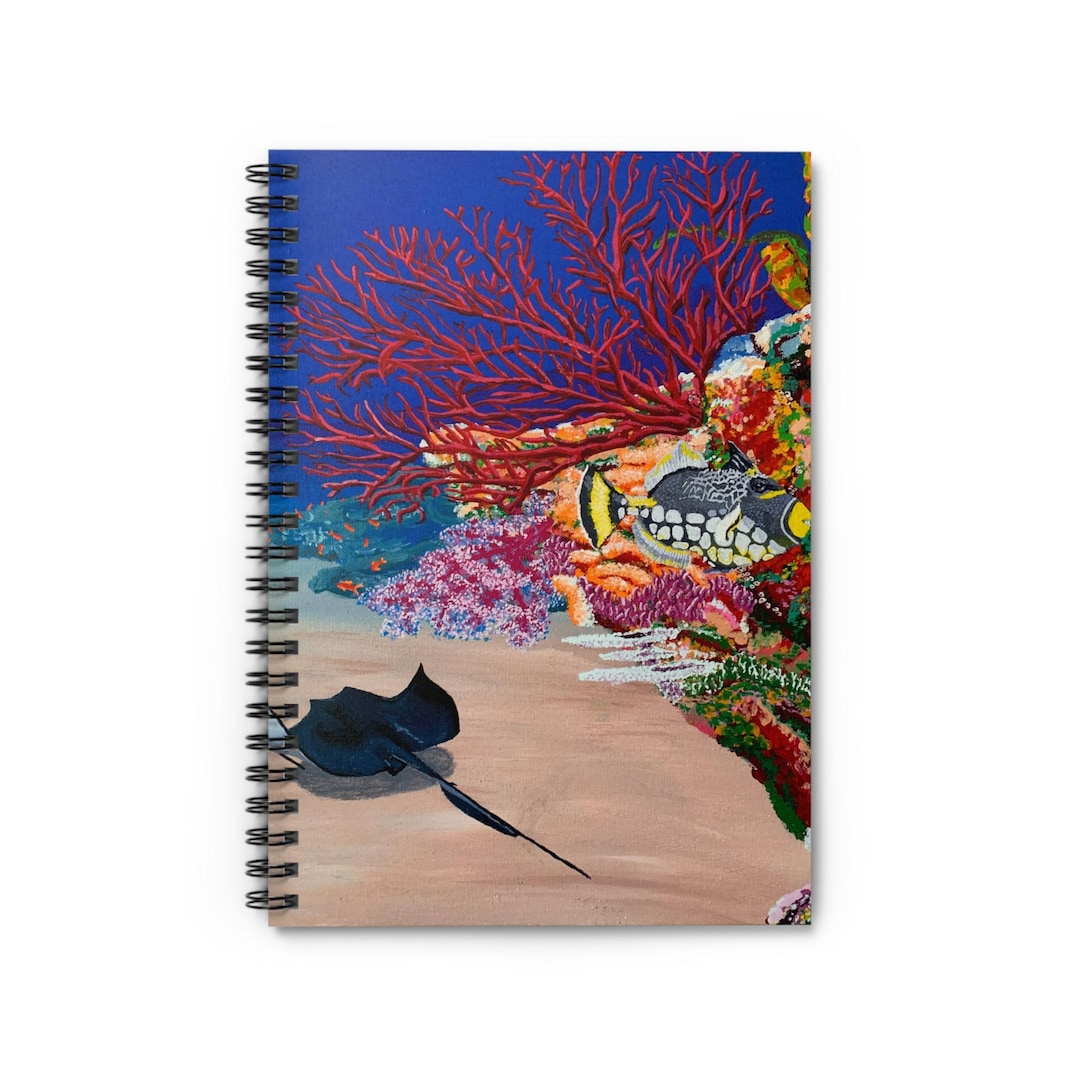 Stingray Coral Reef Spiral Notebook - Artistic Ocean Design, Marine ...