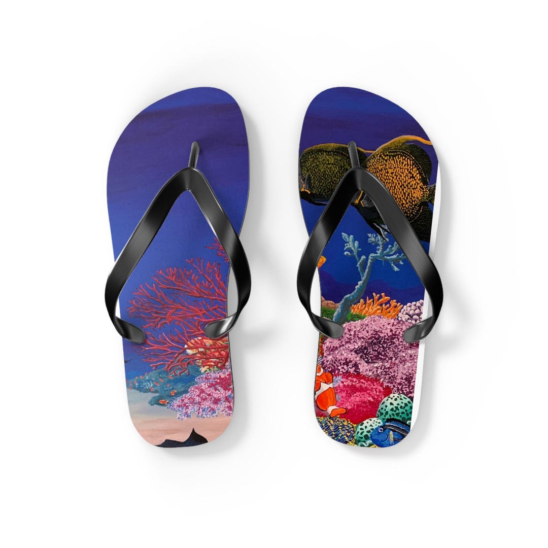 Coral Reef Flip Flops - Vibrant Beach Sandals for Summer Fun, Ocean ...