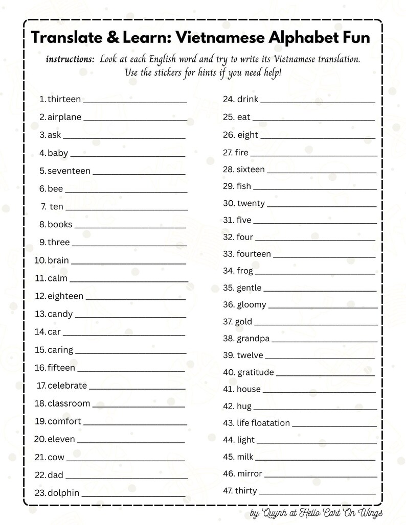 Vietnamese Alphabet Flashcard & Sticker Kit – Bilingual Printable With ...