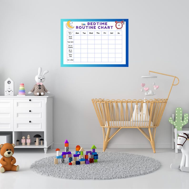 Bedtime Routine Chart for Kids | Printable Daily Checklist | Limited ...