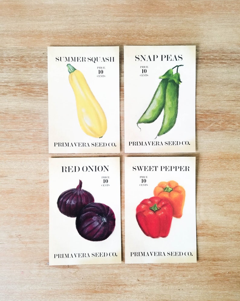 Summer Vegetable Seed Packet Postcard Set - Garden Postcards, Garden ...