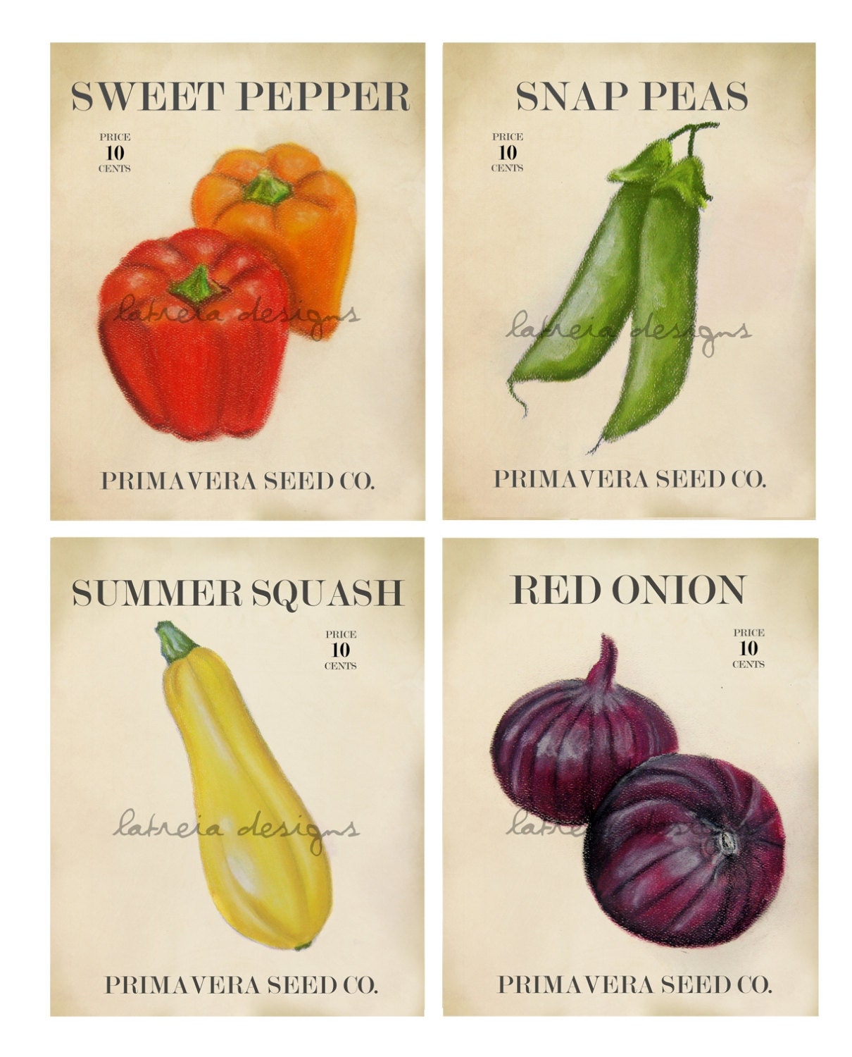 Summer Vegetable Seed Packet Postcard Set - Garden Postcards, Garden ...