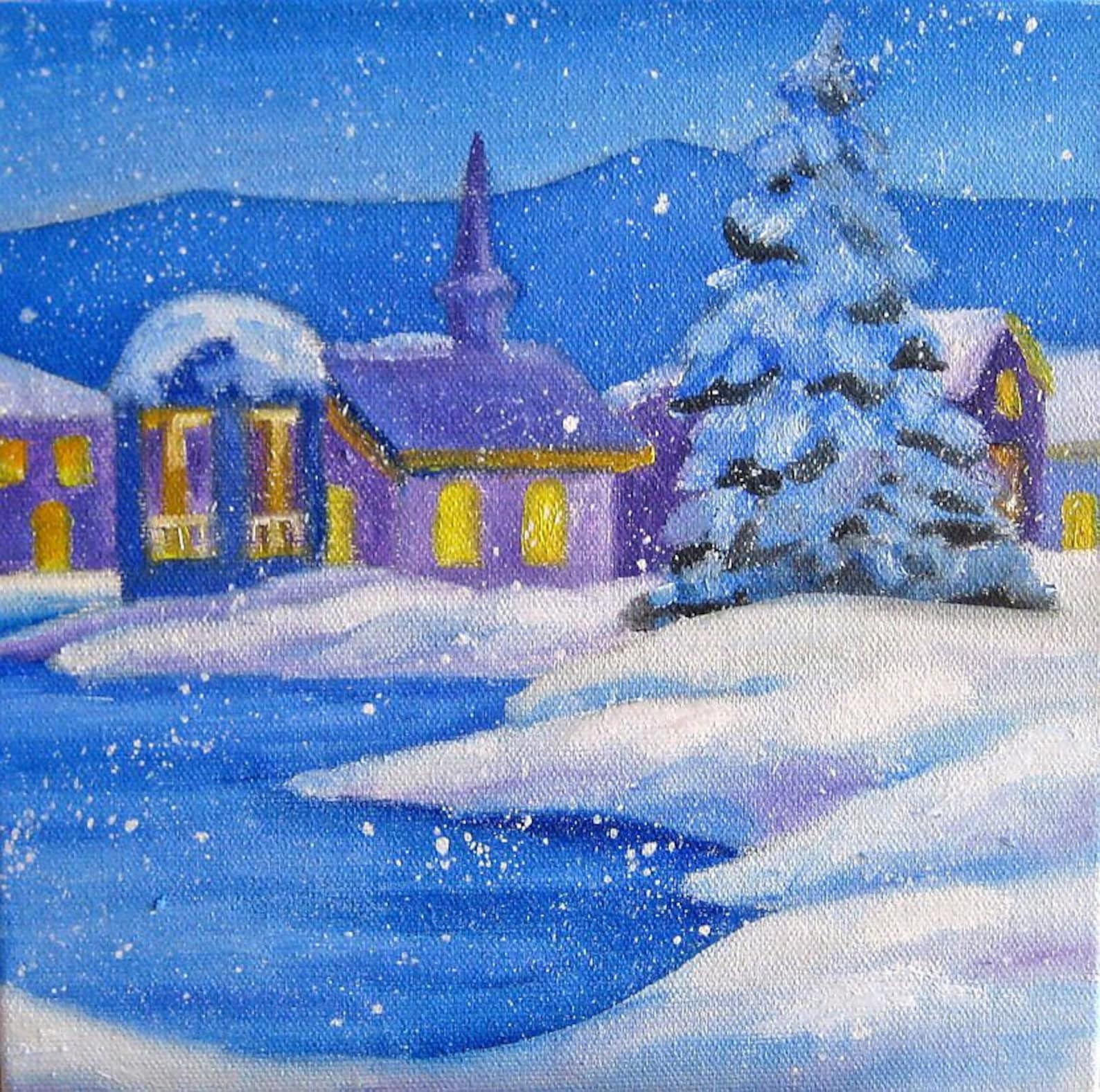 Winter Painting - Winter Art, Winter Decor, Snow Painting, Christmas ...